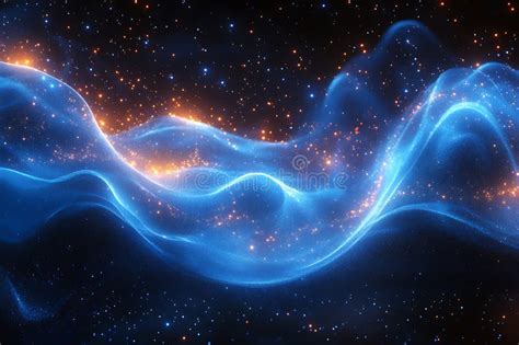 Abstract Blue And Orange Energy Wave With Glowing Particles Background