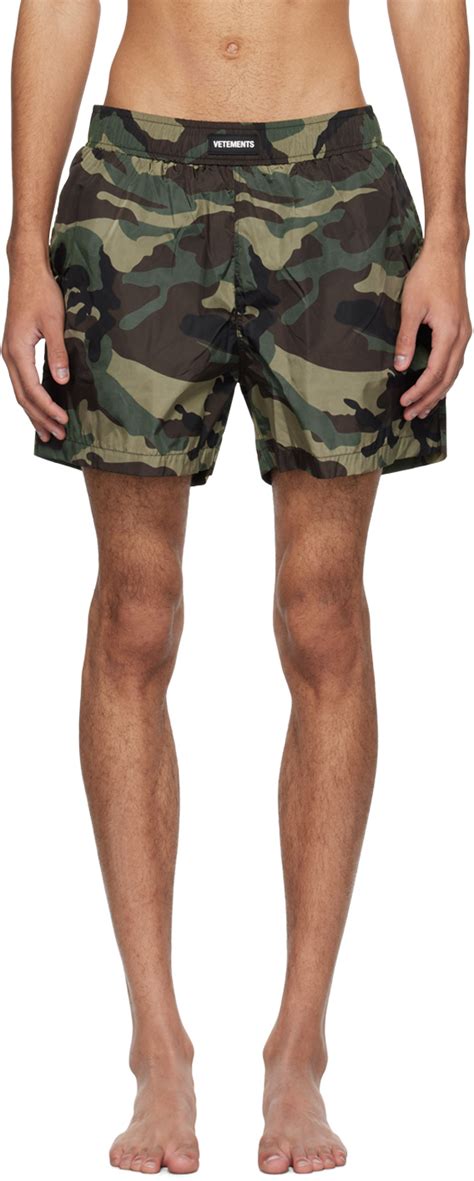 Vetements Green Camouflage Swim Shorts Ssense