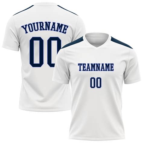 Custom White And Navy Custom Soccer Jersey Fafair