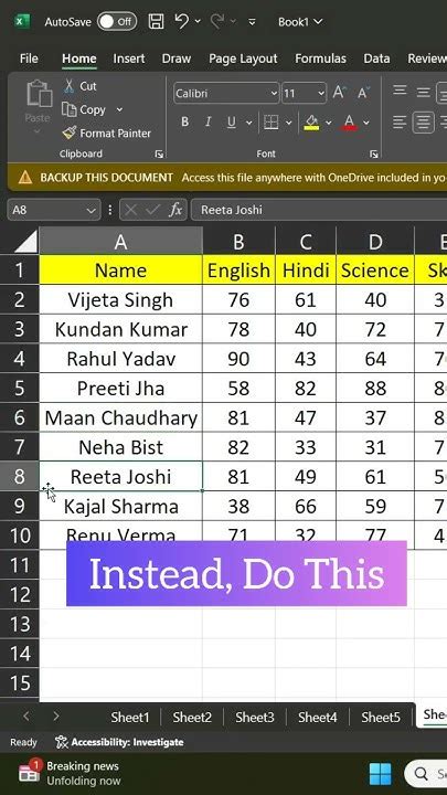 Excel Tips Exceltips Youtubeshorts Shorts Trending Viral