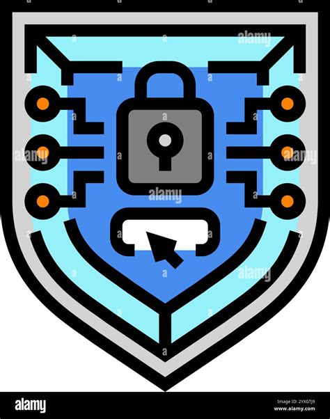 Cybersecurity Shield Data Center Color Icon Vector Illustration Stock Vector Image And Art Alamy