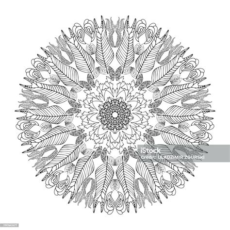 색칠 하기 책 페이지용 만다라 추상 장식 라운드 장식 성인을위한 안티 스트레스 예술 벡터 디자인 요소입니다 내츄럴 한 직조 꽃 모티브 0명에 대한 스톡 벡터 아트 및 기타