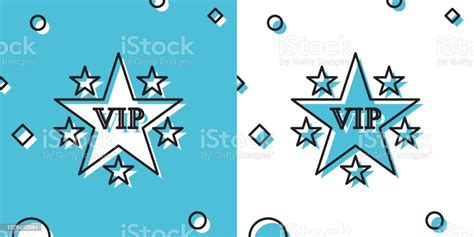 파란색과 흰색 배경에 고립 된 별 아이콘의 원과 블랙 스타 Vip 임의 동적 셰이프 벡터 일러스트레이션 가능성에 대한 스톡 벡터