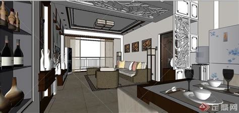 某现代风格精致住宅室内装饰设计SU模型 原创 SketchUp模型库 毕马汇 Nbimer