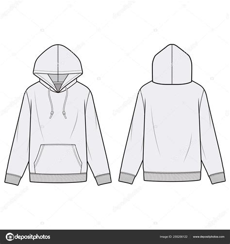 Hoodie Fashion Flat Sketch Template Stock Vector Image By ©haydenkoo