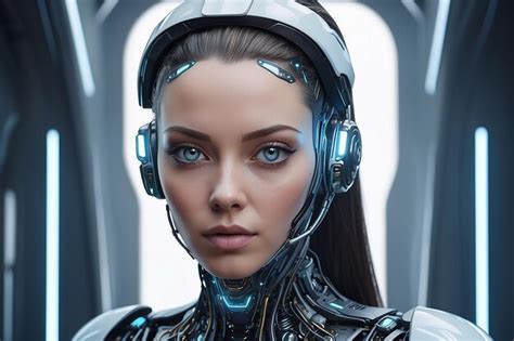 Premium Photo Closeup Of Futuristic Female Android In Detailed Portrait Hinting At The Coming