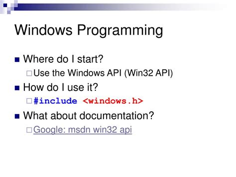 Ppt Windows Programming Win32 Mfc Powerpoint Presentation Free Download Id886607