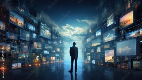 Data Science And Big Data Technology A Scientist Performs Calculations Analyzes And Visualizes