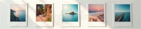 Classic White Polaroid Frame Mockup Clean Simple Lines Simple Texture Layout Stock