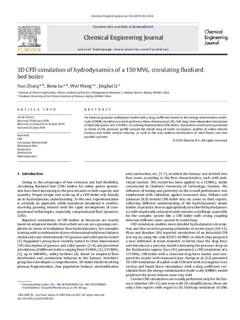 Pdf 3d Cfd Simulation Of Hydrodynamics Of A 150 Mw E Circulating Fluidized Bed Boiler