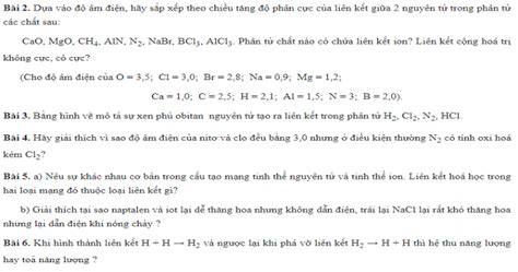 Chương 3 Liên Kết Hóa Học