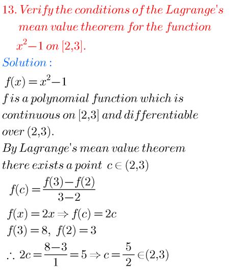 Mean Value Theorems Intermediate First Year Mathematics Chapter 10 4 Problems With Solutions