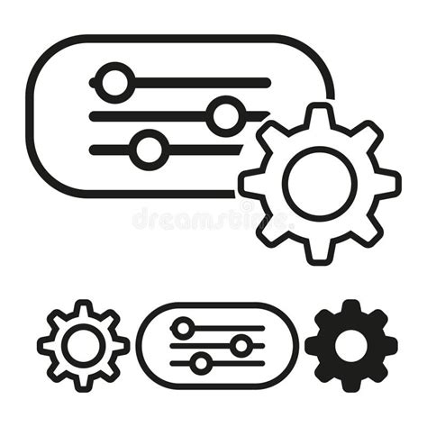 Technology Process Control Icons Circuit And Gear Symbols Automation