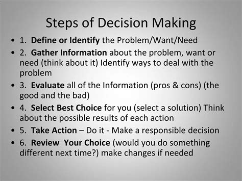 Decision Making Goals Presentation Ppt