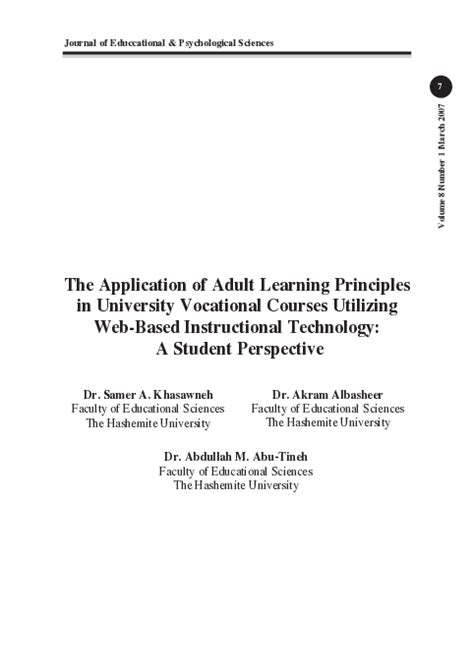Pdf The Application Of Adult Learning Principles In University Vocational Courses Utilizing