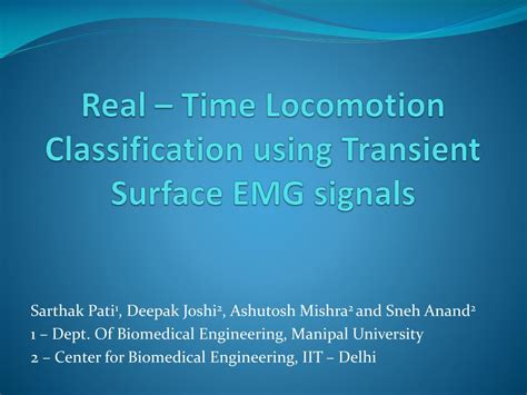 Ppt Real Time Locomotion Classification Using Transient Surface Emg Signals Powerpoint