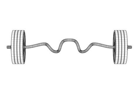 흰색 배경에 고립된 바벨의 흑백 윤곽선입니다 무거운 운동 바벨의 그림 로고 상표 상징을 위한 디자인 성분 벡터 일러스트 레이 션입니다 3d 정면도 3차원 형태에 대한 스톡