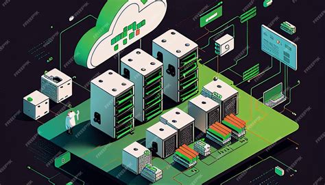Premium Photo Cloud Computing An Isometric Representation Of A Modern