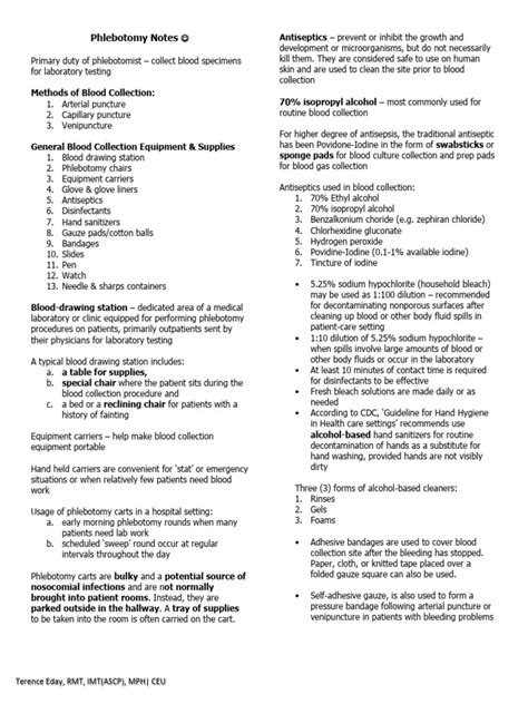 Phlebotomy Notes Pdf Intravenous Therapy Syringe