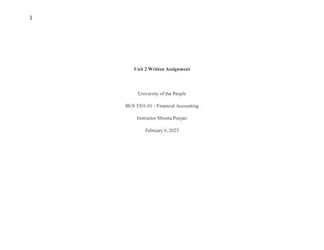02 Written Assignment Unit 2 Word Unit 2 Written Assignment University Of The People Bus 3301