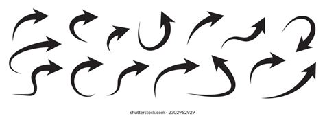 아래로 가리키는 곡선 화살표의 그림 집합단색 스톡 벡터로열티 프리 2275203019 Shutterstock