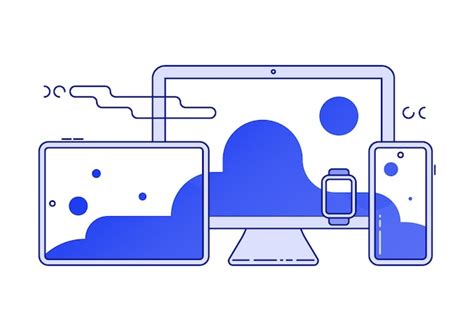 ilustração de ícones vetoriais de plataforma cruzada dispositivos de