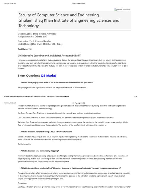 Ai341 Assignment 2 Pdf Artificial Neural Network Algorithms