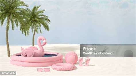 팽창식 수영장 최소한의 여름 및 여행 컨셉의 핑크 팽창식 플라밍고 0명에 대한 스톡 사진 및 기타 이미지 0명 3차원 형태 계절 Istock