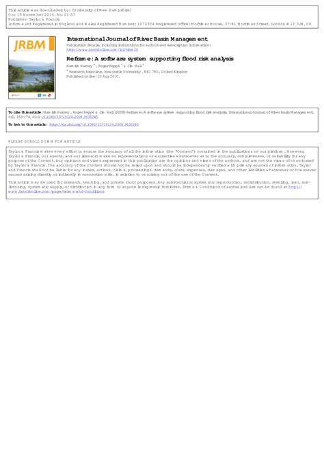 Pdf Reframe A Software System Supporting Flood Risk Analysis