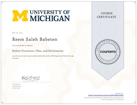 Reem Babeten On Linkedin Python Programming Learning Coursera Universityofmichigan