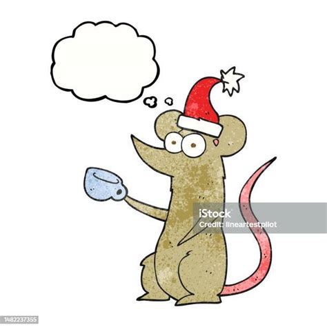 자유형 그린 생각 거품 질감 만화 마우스 크리스마스 모자를 쓰고 귀여운에 대한 스톡 벡터 아트 및 기타 이미지 귀여운 그런지 이미지 기법 기이함 Istock