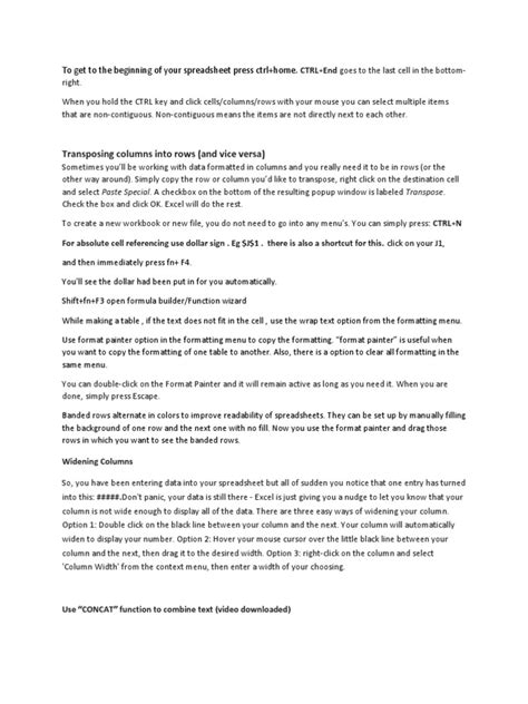Transposing Columns Into Rows And Vice Versa To Get To The Beginning Of Your Spreadsheet