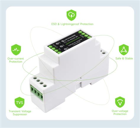 Rail Mount TTL To RS232 Galvanic Isolated Converter Full Duplex Communication Lightningproof