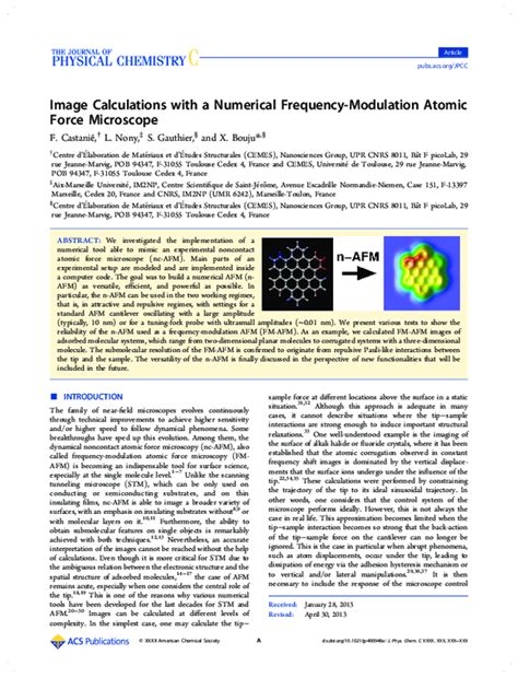 Pdf Image Calculations With A Numerical Frequency Modulation Atomic Force Microscope