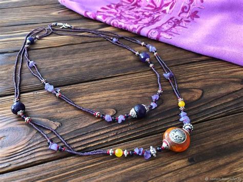 Стильное аметистовое колье талисман в интернет магазине на Ярмарке Мастеров Киев доставка по