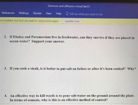 Solved Osmosis And Diffusion Virtual Lab 1 References