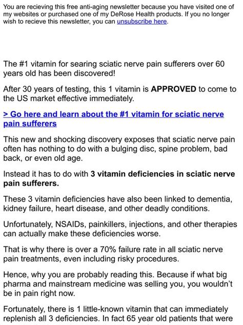 Derose Health 1 Sciatic Vitamin All Adults Over 50 Must Eat Milled