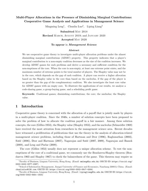 Pdf Multi Player Allocations In The Presence Of Diminishing Marginal Contributions