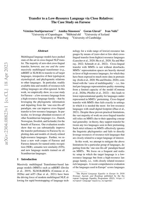 Pdf Transfer To A Low Resource Language Via Close Relatives The Case