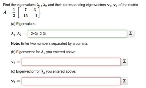 Solved Find The Eigenvalues Lambda 1lambda 2 ﻿and Their