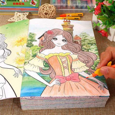 สมุดระบายสี สมุดภาพเจ้าหญิง ปริ๊นเซสาวระบายสีสาวหนังสือภาพวาดตุ๊กตาบาร์บี้หนังสือภาพวาดอนุบาล