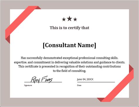 Professional Consultants Certificate Template Free Download Consultant Docs