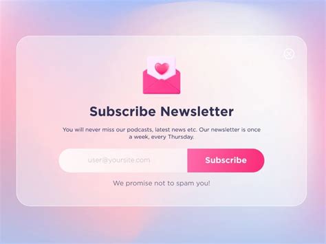 Glassmorphism Style Newsletter Popup Newsletter Design App Design