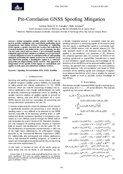 pre correlation gnss spoofing mitigation pre correlation gnss spoofing mitigation antˆonio
