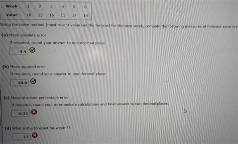Solved Week Value Using The Chegg Com