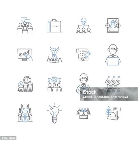 인력 진화 라인 아이콘 컬렉션입니다 자동화 긱 이코노미 프리랜서 인공 지능 디지털화 원격 작업 기업가 정신 벡터 및 선형 일러스트레이션 다양성 인적 자본 Reskilling