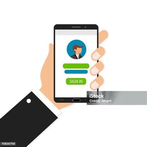 흰색 바탕에 현실적인 현대 휴대 전화입니다 손 잡고 스마트 휴대 전화입니다 평면 디자인입니다 벡터 일러스트 레이 션 검은색에 대한 스톡 벡터 아트 및 기타 이미지 Istock