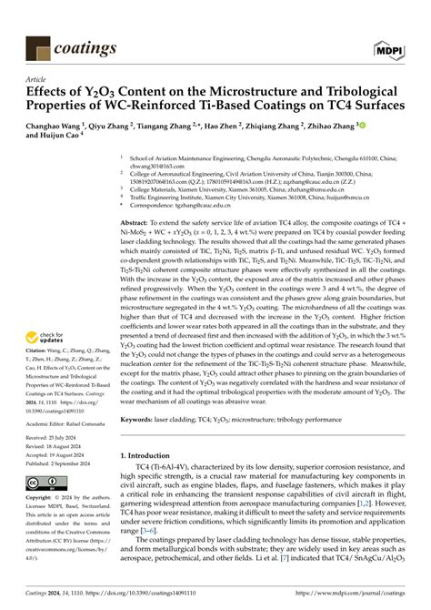 Pdf Effects Of Y2o3 Content On The Microstructure And Tribological