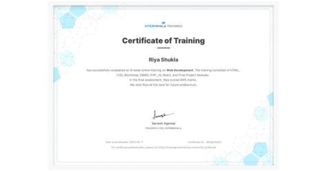 Riya Shukla On Linkedin Successfully Completed The Web Development Training From Internshala