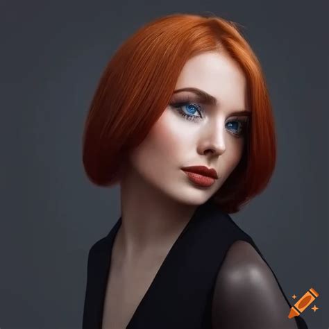 Fashion Portrait Of A Redhead Woman In A Black Dress On Craiyon